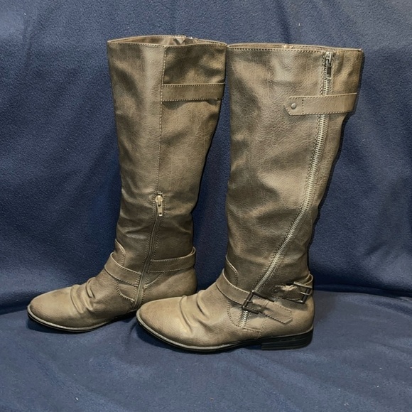 Rampage | Shoes | Rampage Iona Gray Faux Leather Tall Riding Womens ...